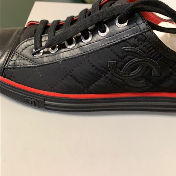 CHANEL | Shoes | Black And Red Chanel Sneakers | Poshmark